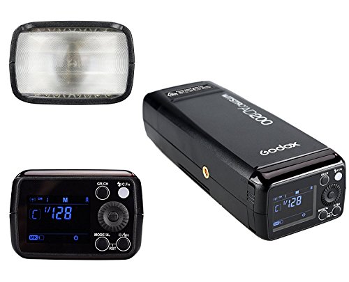 Godox AD200 200Ws 2.4G TTL Speedlite Flash Strobe 1/8000 HSS Monolight with 2900mAh Lithium Battery and Bare Bulb Flash Head to Provide 500 Full Power Flashes Recycle in 0.01-2.1 Second