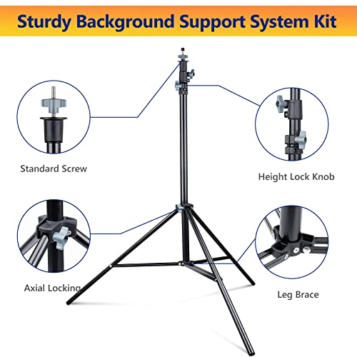 Aureday Backdrop Stand, 8.5x10ft Adjustable Photo Backdrop Stand for Parties, Heavy Duty Background Stand with Travel Bag, 6 Backdrop Clamps, 4 Crossbars, 2 Sandbags for Wedding/Decorations/Photoshoot