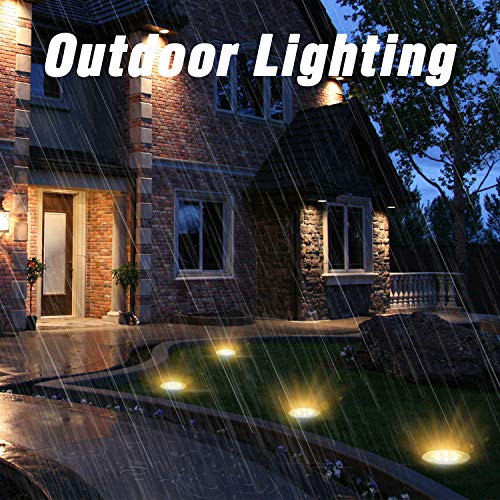 Brizled 12 Pack Solar Disk Lights, 8 LED Solar Ground Lights, Outdoor Garden Disc Lights, Flat Solar In-Ground Lights Waterproof Landscape Lighting for Pathway Lawn Yard Driveway Walkway, Warm White