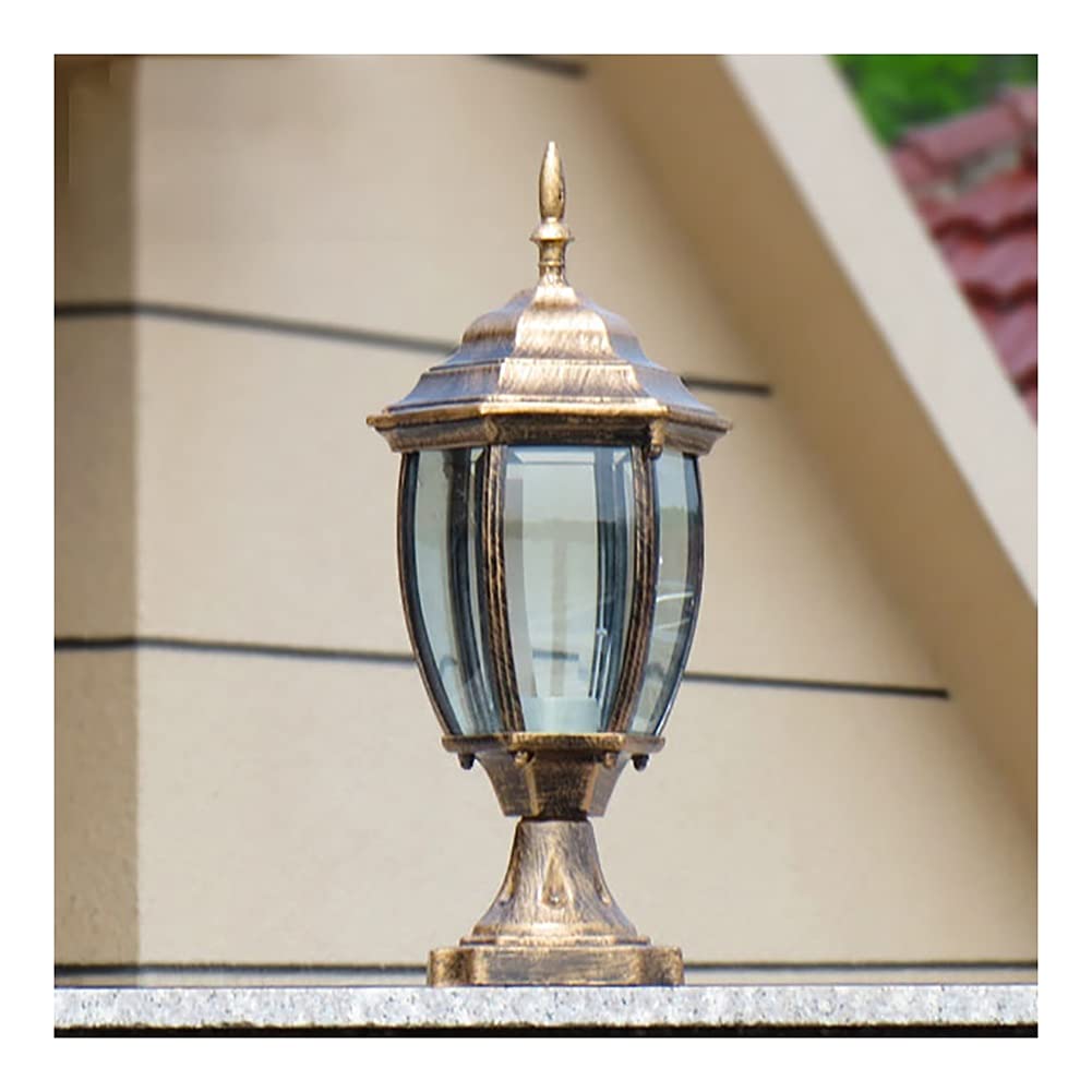 Post Lights Outdoor Post Light Post Cap Lights Wired Outdoor Waterproof Led Villa Patio Aisle Path Pillar Lamp Garden Decoration Landscape Light (Black) (Brass)