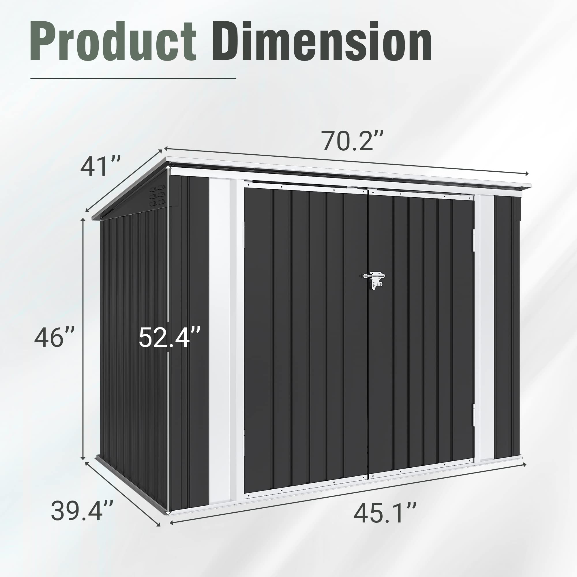 Greesum 5.8x3.3 FT Outdoor Storage Shed Metal Garbage Shed with Lid Chain Hydraulic Gas Rod for Lawn Tools,Bikes,Toys,Garbage Bin,Black