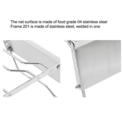 Mini Barbecue Foldable Grill with Wind Screen, Stainless Steel Foldable Camping Grill Grate for Garden with Storage Bag