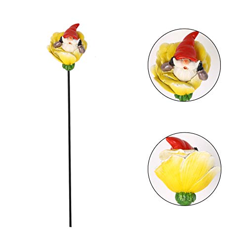 TZSSP Outdoor Statue Garden Stake Water Proof Metal Flower Stick Gnome Statue Décor for Lawn Yard Patio,4 PCS