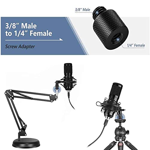 VIZEMO 4 Pcs Aluminum Camera Screw Adapter Thread 1/4" Male to 3/8" Female and 3/8" Male to 1/4" Female Adapter Set for Camera Monitor, Tripod, Microphone Mic Stand Mount(4 PCS)