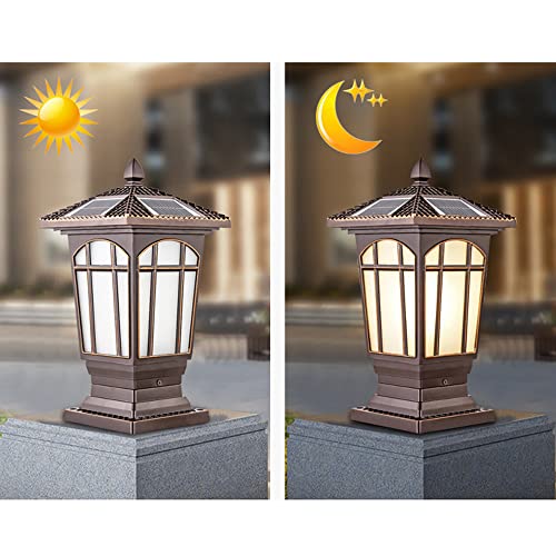 Post Lights Outdoor Simple Metal Solar Post Light IP55 Outdoor Waterproof Wall Post Light Control Villa Garden Pillar LED Night (B) ()