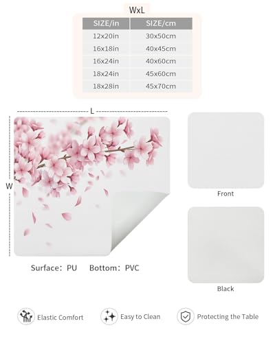 Spring Pink Sakura Blossom Flowers Coffee Mat Coffee Maker Mat,Super Absorbent Coffee Bar Accessories,Floral Garden Art on White Non-slip Coffee Station Mat Dish Drying Pad,16x18in