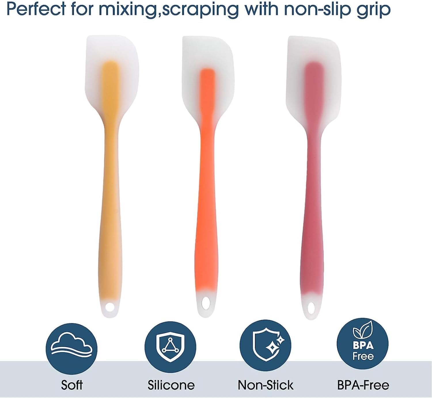 Silicone Spatulas Heat Resistant Flexible Spatula 450F with Stainless Steel Core - FDA Grade Premium Kitchen Utensils with Good Grip 27 cm Random Color (Pack of 2)