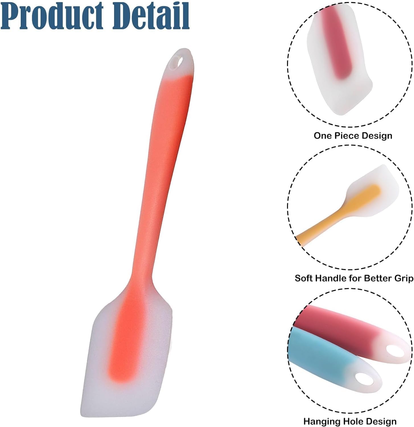 Silicone Spatulas Heat Resistant Flexible Spatula 450F with Stainless Steel Core - FDA Grade Premium Kitchen Utensils with Good Grip 27 cm Random Color (Pack of 2)