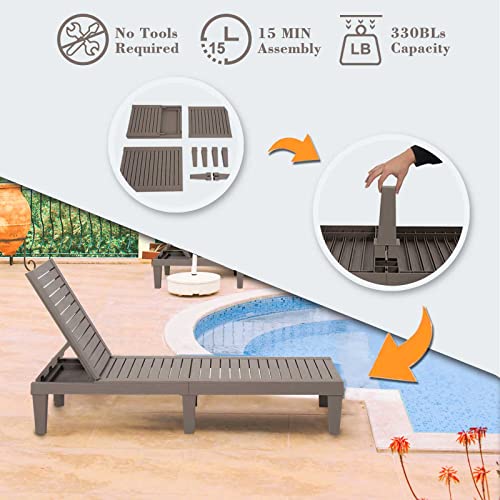 DIMAR GARDEN Outdoor Lounge Chair,Pool Chaise Lounge Waterproof Sunloungers,Taupe