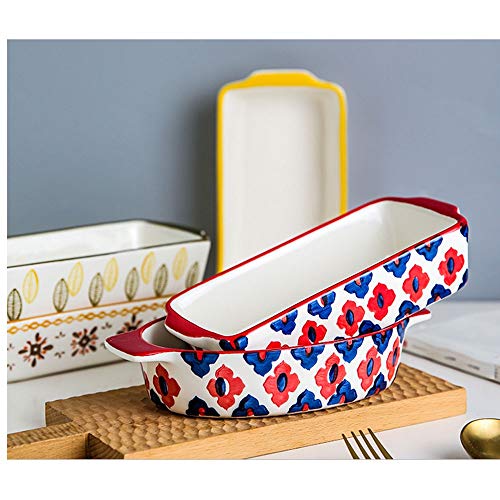 OSKOURW Soup Bowls Ceramic Plate Hand-Painted,Ware Bowl Baking Dishes Pizza Tray Western Food Plate Steak Salad Dishes Dinnerware Oven Rice Bowl (Color : 4)