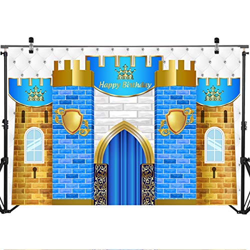Mocsicka Royal Prince Birthday Backdrop Medieval Castle Happy Birthday Party Decorations Banner 7x5ft Boy's Birthday Photography Background