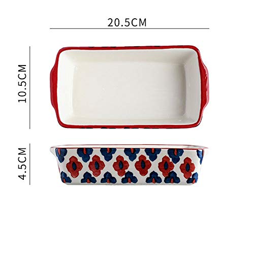 OSKOURW Soup Bowls Ceramic Plate Hand-Painted,Ware Bowl Baking Dishes Pizza Tray Western Food Plate Steak Salad Dishes Dinnerware Oven Rice Bowl (Color : 4)