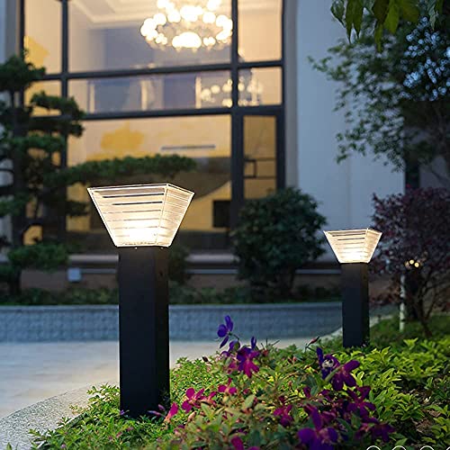 Post Lights Outdoor Solar Lawn Lights Metal Pillar Lights Waterproof Wall Lights Simple and Creative Garden Lights Community Villas Outdoor Floor Lights LED (C) ()