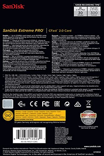 SanDisk 128GB Extreme PRO CFast 2.0 Memory Card - SDCFSP-128G-G46D