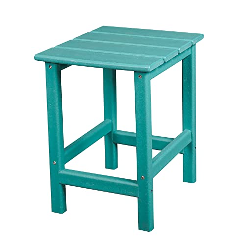 SFYLODS Adirondack Patio 14" Square Side Table, 18" Inches Tall, Premium Quality, Wood Like Material, Poly Lumber Weather Resistant for Garden, Backyard, Indoor, Living Room, Deck, Porch - Turquoise