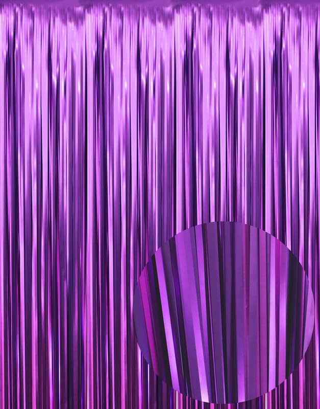 GOER 6.4 ft x 9.8 ft Metallic Tinsel Foil Fringe Curtains,Pack of 2 Party Streamer Backdrop for Birthday,Graduation Decorations and New Year Eve (Matte Purple)