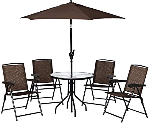Giantex 2 Pack Patio Folding Chairs, Adjustable Sling Back Chairs with Armrest, Patio Dining Chairs Portable for Lawn Camping Garden Pool Beach Deck, Outdoor Chairs Set of 2
