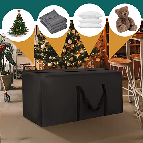 Patio Cushion Storage Bags Rectangular Outdoor Furniture Cushion Storage Bag Garden Cushion Storage Covers with Zipper and Handles 173x76x51cm Black