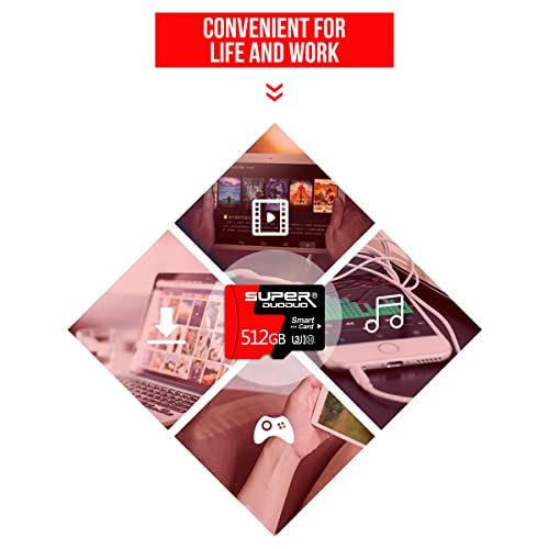 512GB Micro SD Card Class 10 Memory Card TF Card for Wyze, GoPro,Smartphone, Table with SD Adapter