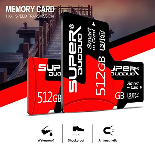 512GB Micro SD Card Class 10 Memory Card TF Card for Wyze, GoPro,Smartphone, Table with SD Adapter