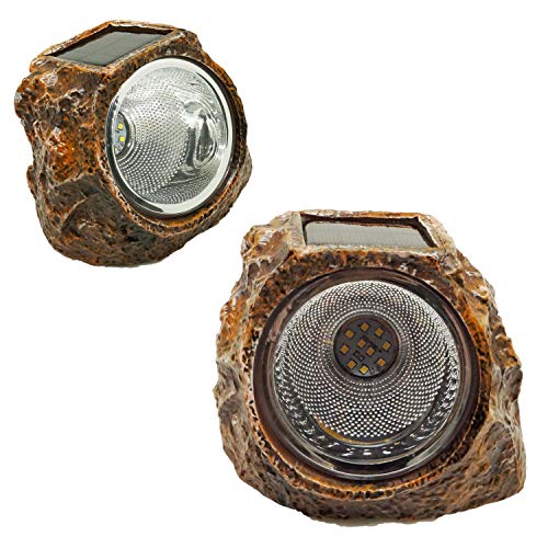 Cynzia Solar Rock Lights, 2 Pack Outdoor Garden Stone Light, 10 LED Waterproof Landscaping Spotlight for Yard, Patio, Pathway, Driveway, Walkway, Backyard Decorative