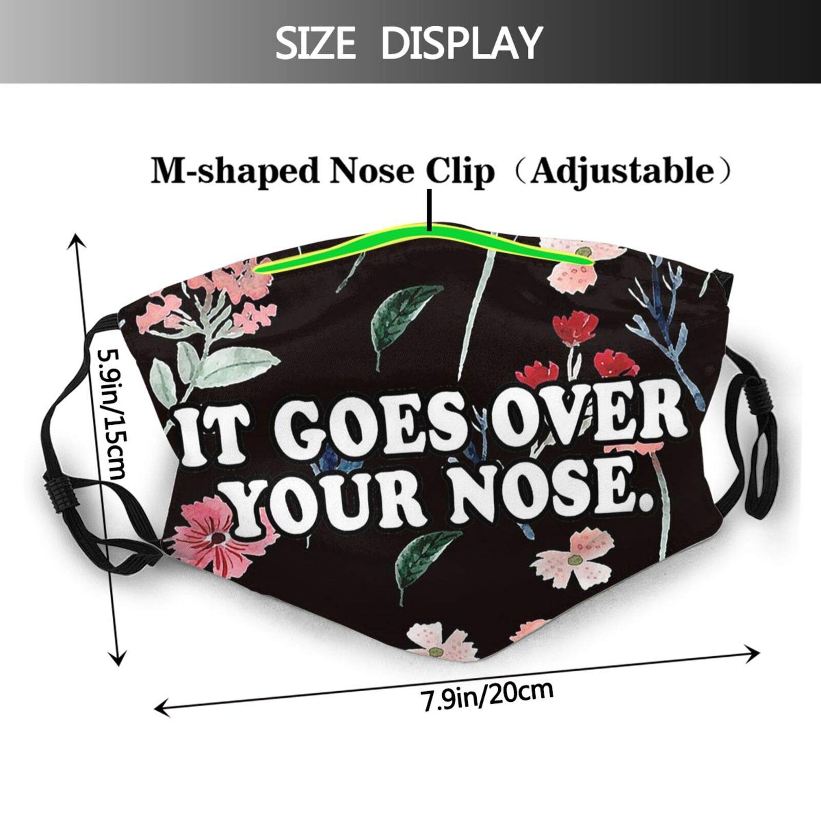 It Goes Over Your Nose (1) Face Mask Reusable Washable Face/Mouth Cover For Men & Women With 2 Pcs Filters Balaclava