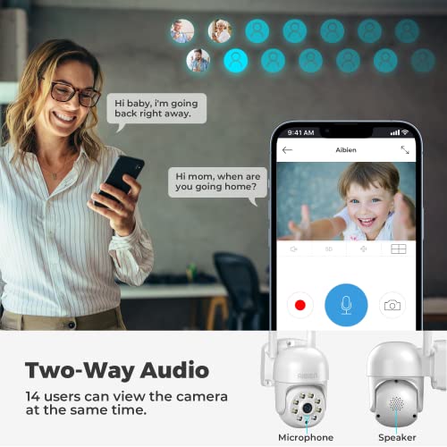 Gerdviaw 2K Security Cameras Outdoor, WiFi Camera Home Security System 355° Video Camera, Motion Detection Activity Alert, Two Way Talk, Waterproof, Spotlight Color Night Vision, SD Card Storage