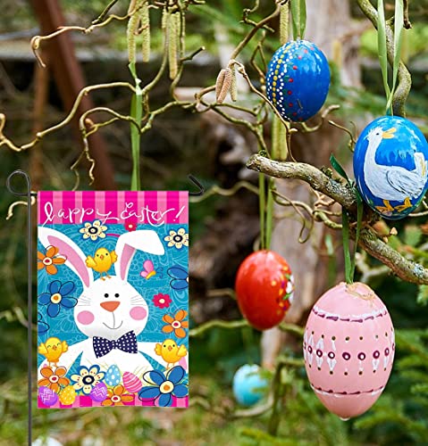 Spring Easter Bunny Garden Flag Double Sided 12" x 18", Polyester Double Sided Easter Yard Flag, Happy Easter Spring Garden Flag Yard Decorations