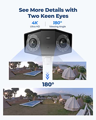 REOLINK 4K PoE Security Camera System, Home Outdoor IP Camera in 180 Degree Viewing Angle, 2022 Stunning New Released, Human/Vehicle/Pet Detection, Color Night Vision, Two Way Talk, Duo 2 PoE