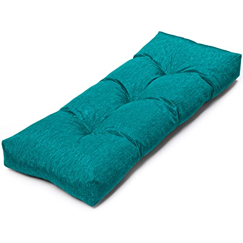 Lokex Bench Cushion Tufted Thickening Chair Cushion Home Seat Mat Floor Cushion Bench Cushion for Garden Bench Swing Chair Patio Indoor/Outdoor Soft Seat Pad, [Cationic] Lake Blue, 48"x16"x4"