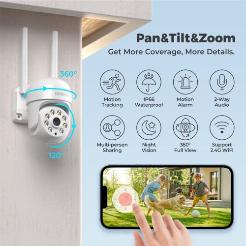 Gerdviaw 2K Security Cameras Outdoor, WiFi Camera Home Security System 355° Video Camera, Motion Detection Activity Alert, Two Way Talk, Waterproof, Spotlight Color Night Vision, SD Card Storage