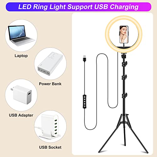 STALLY 12.3" RGB Ring Light with Stand 75 Tall and 2 Phone Holder, Remote Shutter, Tablet iPad Holder, Desk Tripod, Ring Light with 3 CCT Mode & 29 Color Modes for Live Stream/Makeup/YouTube/TikTok