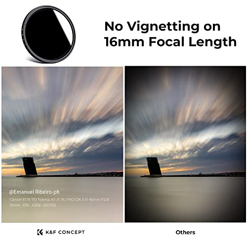 K&F Concept 72mm Variable ND2-ND400 ND Lens Filter (1-9 Stops) for Camera Lens, Adjustable Neutral Density Filter with Microfiber Cleaning Cloth (B-Series)