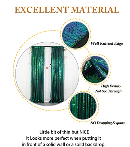 Sequin Curtains 2 Panels 2FTx8FT Iridescent Green Photo Booth Backdrop Prom Backgrounds Baby Shower Backdrop Wedding Ceremony Backdrop Birthday Party Decorations