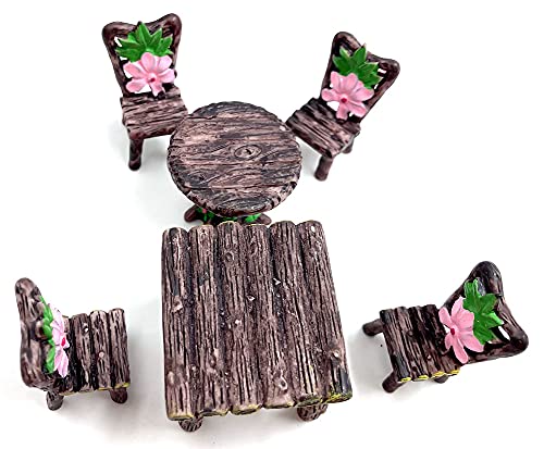 6PCS Miniature Table and Chairs Set, Fairy Garden Furniture Ornaments Kit for Dollhouse Accessories Home Micro Landscape Decoration
