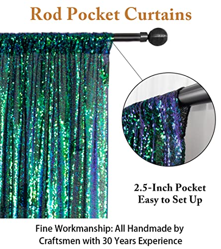Sequin Curtains 2 Panels 2FTx8FT Iridescent Green Photo Booth Backdrop Prom Backgrounds Baby Shower Backdrop Wedding Ceremony Backdrop Birthday Party Decorations