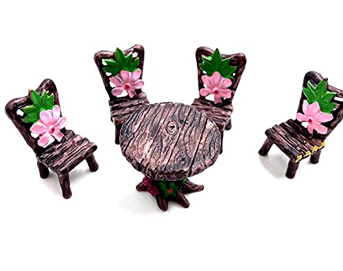 6PCS Miniature Table and Chairs Set, Fairy Garden Furniture Ornaments Kit for Dollhouse Accessories Home Micro Landscape Decoration