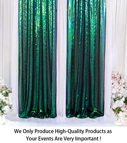 Sequin Curtains 2 Panels 2FTx8FT Iridescent Green Photo Booth Backdrop Prom Backgrounds Baby Shower Backdrop Wedding Ceremony Backdrop Birthday Party Decorations