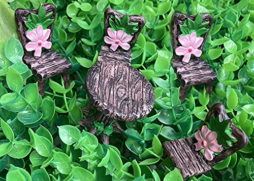 6PCS Miniature Table and Chairs Set, Fairy Garden Furniture Ornaments Kit for Dollhouse Accessories Home Micro Landscape Decoration