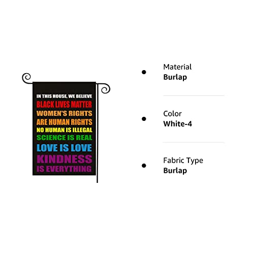 OUXIOAZ Equality Flag BLM Flag for in This House We Believe Yard Sign, Pride Flag Small Science is Real Black Lives Matter Vertical Double Sided 12.5"X18" Burlap Patio Outdoor Decoration