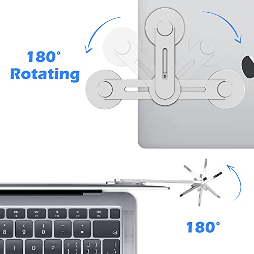 imluckies [Upgrated] Magnetic Laptop Phone Holder, 180° Adjustable Continuity Camera Mount Clip Compatible with Magsafe for iPhone 14 13 12 Series, for iOS 16 & MacBook macOS 13 Ventura, Silver