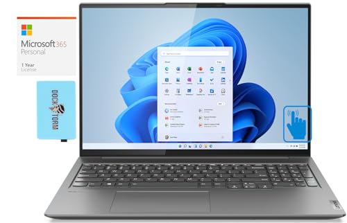 Lenovo Slim 7i Home & Business Laptop (Intel i7-12700H 14-Core, 32GB LPDDR5 4800MHz RAM, 2TB PCIe SSD, Intel ARC A370M, 16.0" 120 Hz Touch Win 11 Home) with MS 365 Personal, Dockztorm Hub