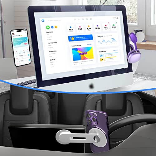 imluckies [Upgrated] Magnetic Laptop Phone Holder, 180° Adjustable Continuity Camera Mount Clip Compatible with Magsafe for iPhone 14 13 12 Series, for iOS 16 & MacBook macOS 13 Ventura, Silver