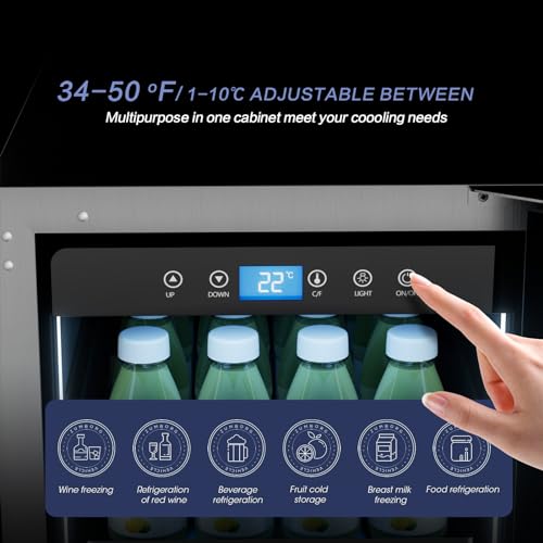 kanabella 15" 100 can Commercial Grade Built-in Indoor Outdoor Beverage Fridge with Glass Door Under Counter or Freestanding Beverage Fridge with Large Capacity