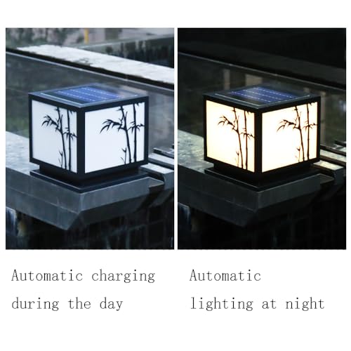 BEMITH Solar Flame Post Lamp Outdoor Three Modes Outdoor Stigma Lamps High Brightness Flickering Flame SMD LED Lighting Solar Powered Fence Column Light, Fit 4x4, 5x5 Or 6x6 Wooden Posts