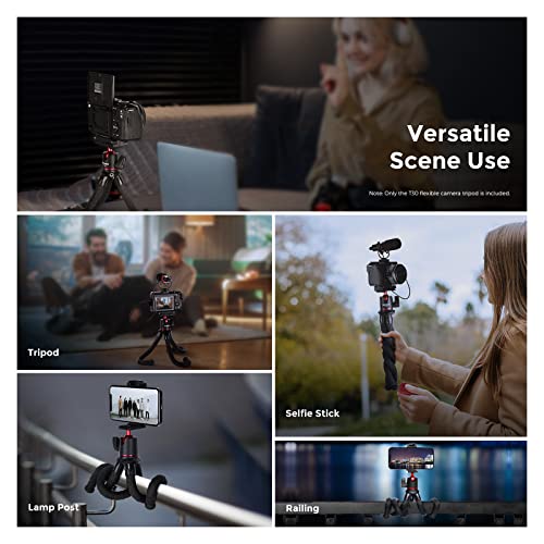 NEEWER Camera Flexible Tripod with Remote Shutter, Mount Adapter for Hero 11 10 9 8, Hidden Phone Holder with Cold Shoe, 1/4" Screw for Magic Arm, Bendable Vlogging Tripod, Load Up to 4.4lb - T30