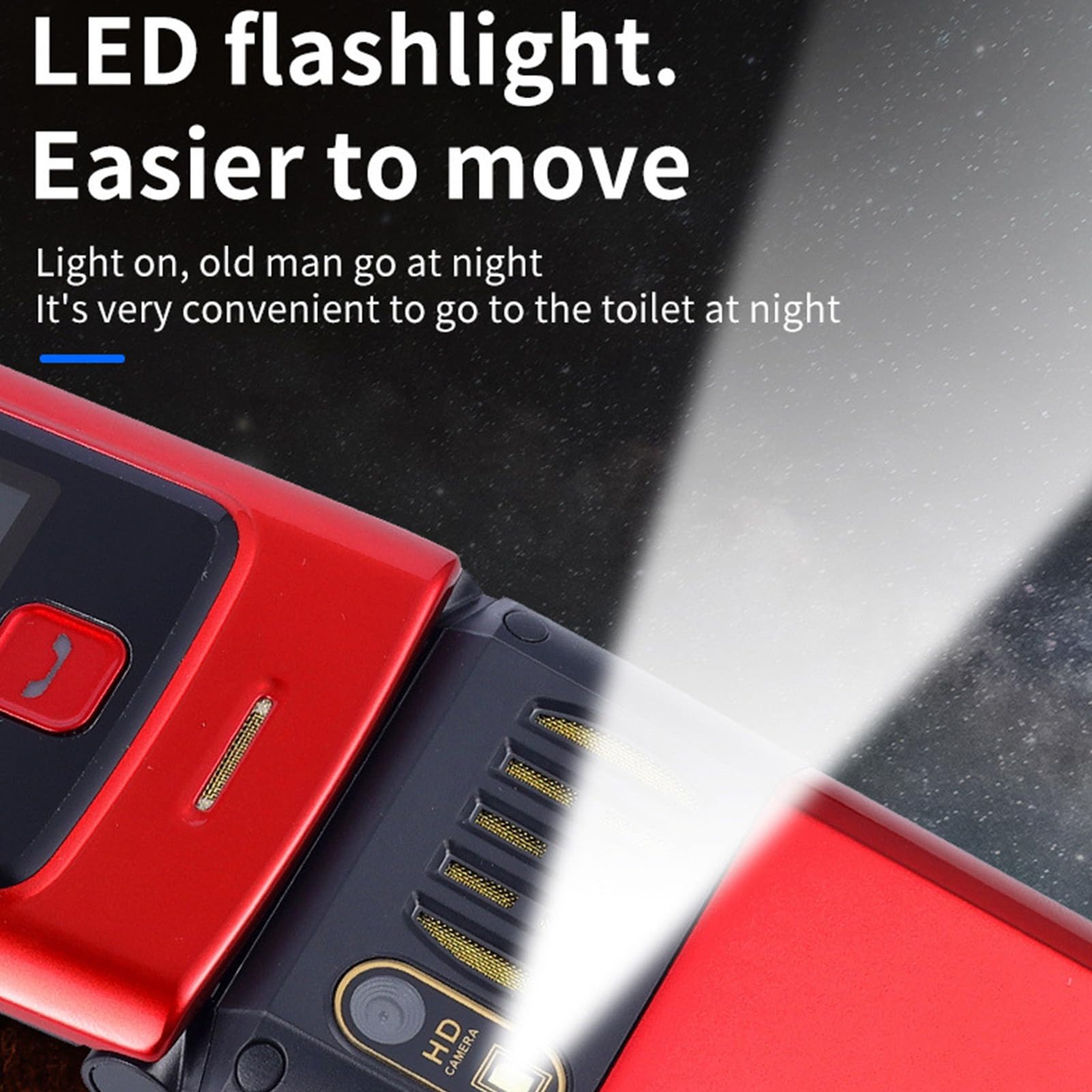 Luqeeg Dual SIM Flip Cell Phone with Dual Screen, 2G Unlocked Flip Phone, Big Button, SOS Function, 4800mAh Battery, LED Flashlight & Loud Sound, Senior Flip Phone for Elderly, Kids (Red)