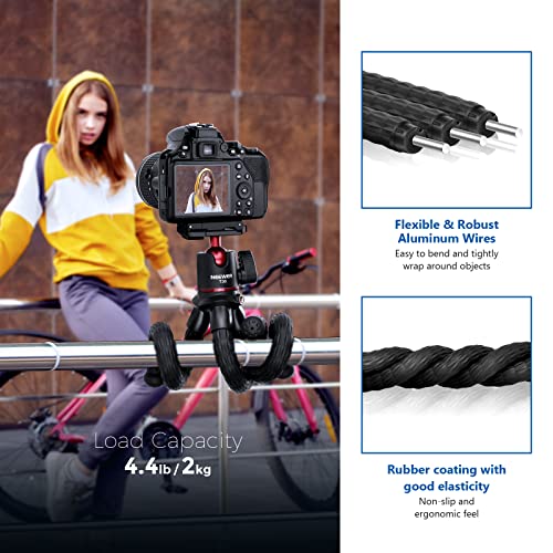 NEEWER Camera Flexible Tripod with Remote Shutter, Mount Adapter for Hero 11 10 9 8, Hidden Phone Holder with Cold Shoe, 1/4" Screw for Magic Arm, Bendable Vlogging Tripod, Load Up to 4.4lb - T30