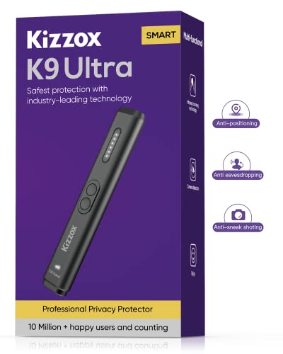 Kizzox K9 Ultra Hidden Camera detectors, Anti Spy Detector, Hidden Devices/Bug/Listening Device/GPS Tracker/RF/Spy Camera Detector, Infrared Camera Finder Scanner for Office, Hotel, Car, Airbnb