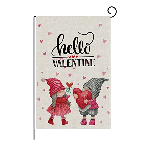 BOTB LIHM Happy Valentines Day Garden Flag Love Gnomes Decor Cute Retro Garden Yard Decorations 12×18 Inch Outdoor Yard Flag Vertical Double Sided